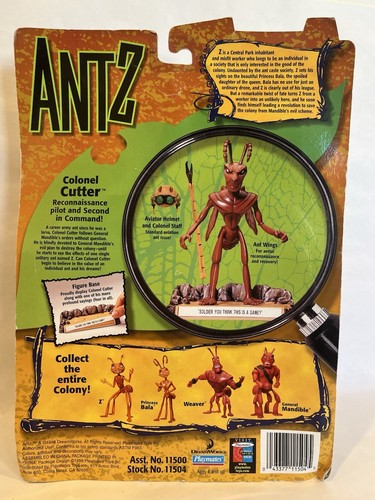 1998 Playmates Antz Colonel Cutter Action Figure Sealed on Card Vintage ...