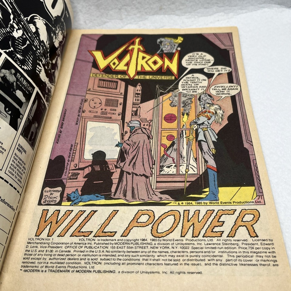 Voltron #1 1985 Modern comics World Events Prod. Special first edition ...