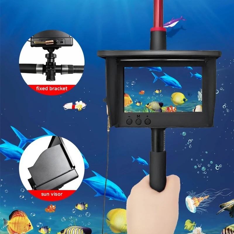 Underwater 1080P Fishing Camera 4.3" LCD Fish Finder Depth Finder Night ...