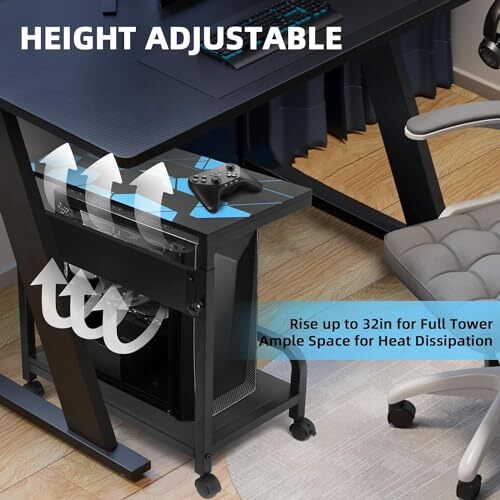 Computer Tower Stand Height Adjustable 2 Tier Floor Stand for Top ...