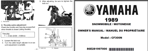 Yamaha CF300 ( INVITER 300 ) Snowmobile SERVICE , Owner's & Parts ...
