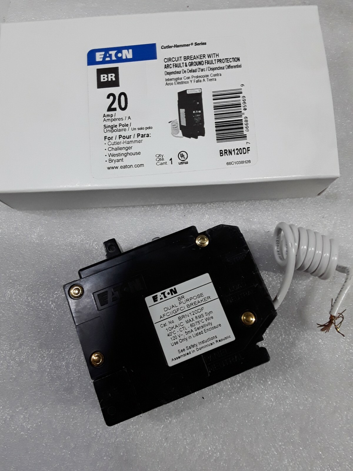 BRN120DF EATON 1POLE 20AMP 120VAC AFI/GFI NEW | eBay