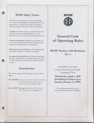 BURLINGTON NORTHERN SANTA FE GENERAL CODE OF OPERATING RULES 1998 1ST ...