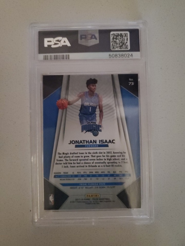 Jonathan Isaac 2017-18 Panini Prizm Rookie Card RC #73 PSA 10 GEM MINT ...