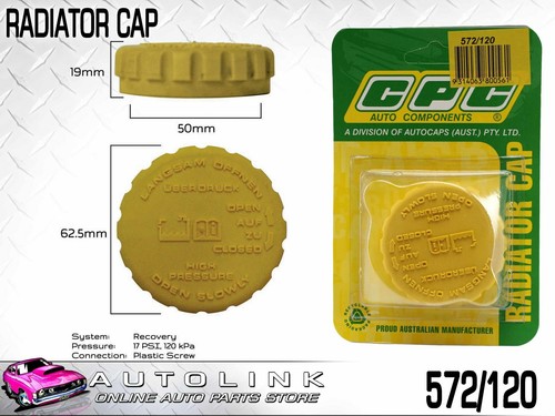 CPC RADIATOR CAP 572/120 FOR DAEWOO LEGANZA 692E 69ZE 2.0L 2.2L 4cyl ...