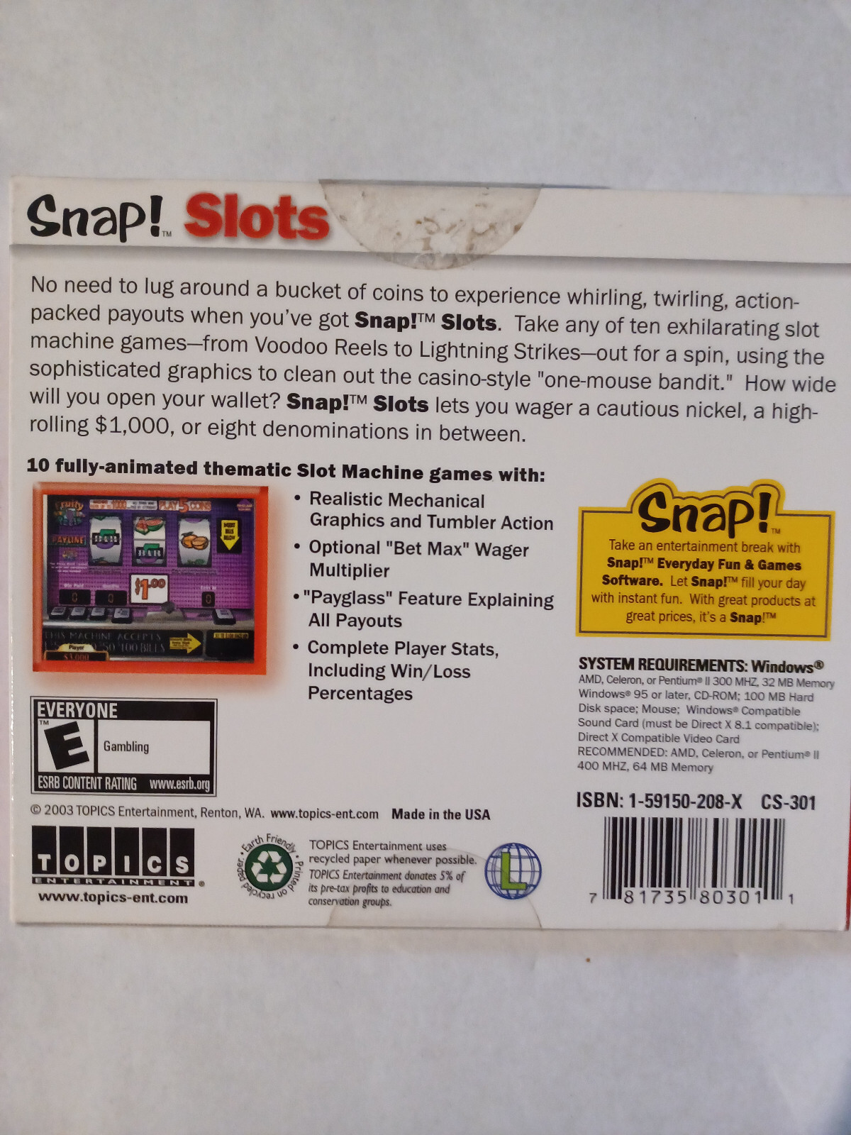 Snap Slots (PC, 2003) for sale online | eBay