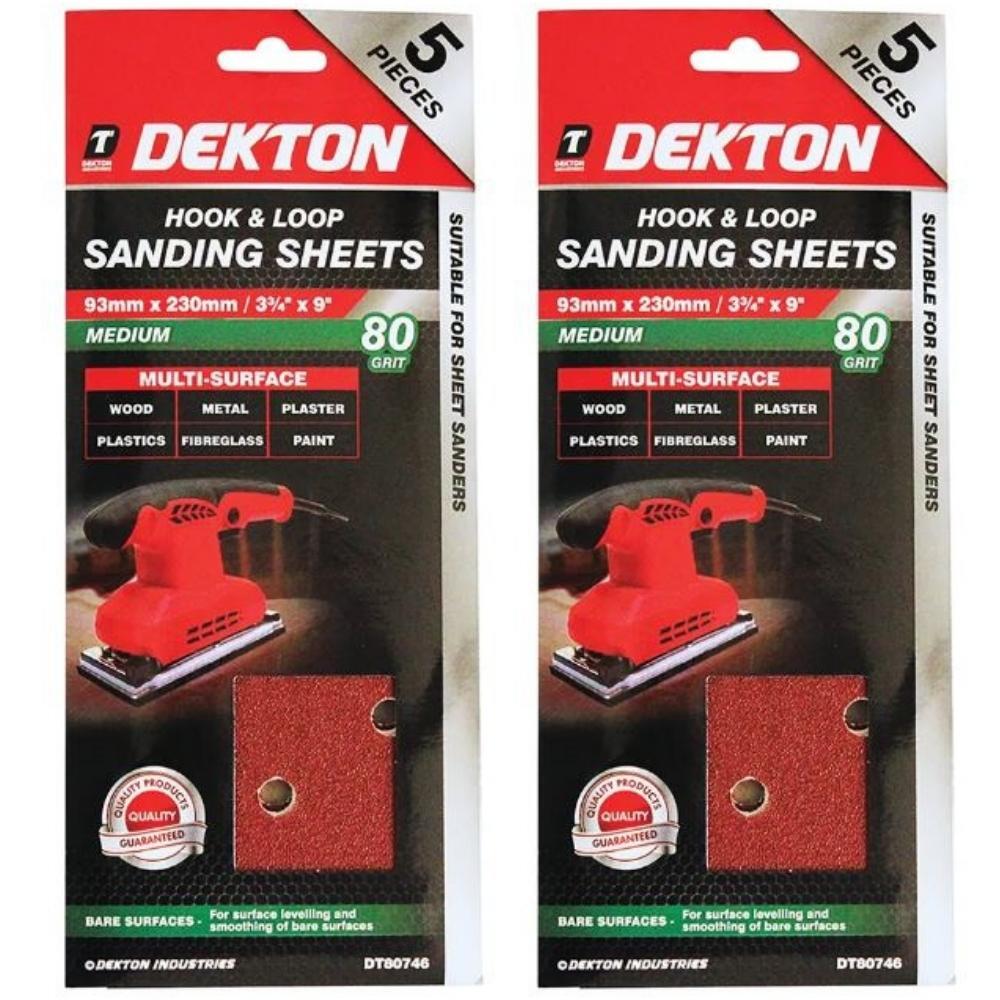 DEKTON 1/3 Sanding Sheets Rectangular Pads 40 60 80 120 Grit 93 x 230mm ...
