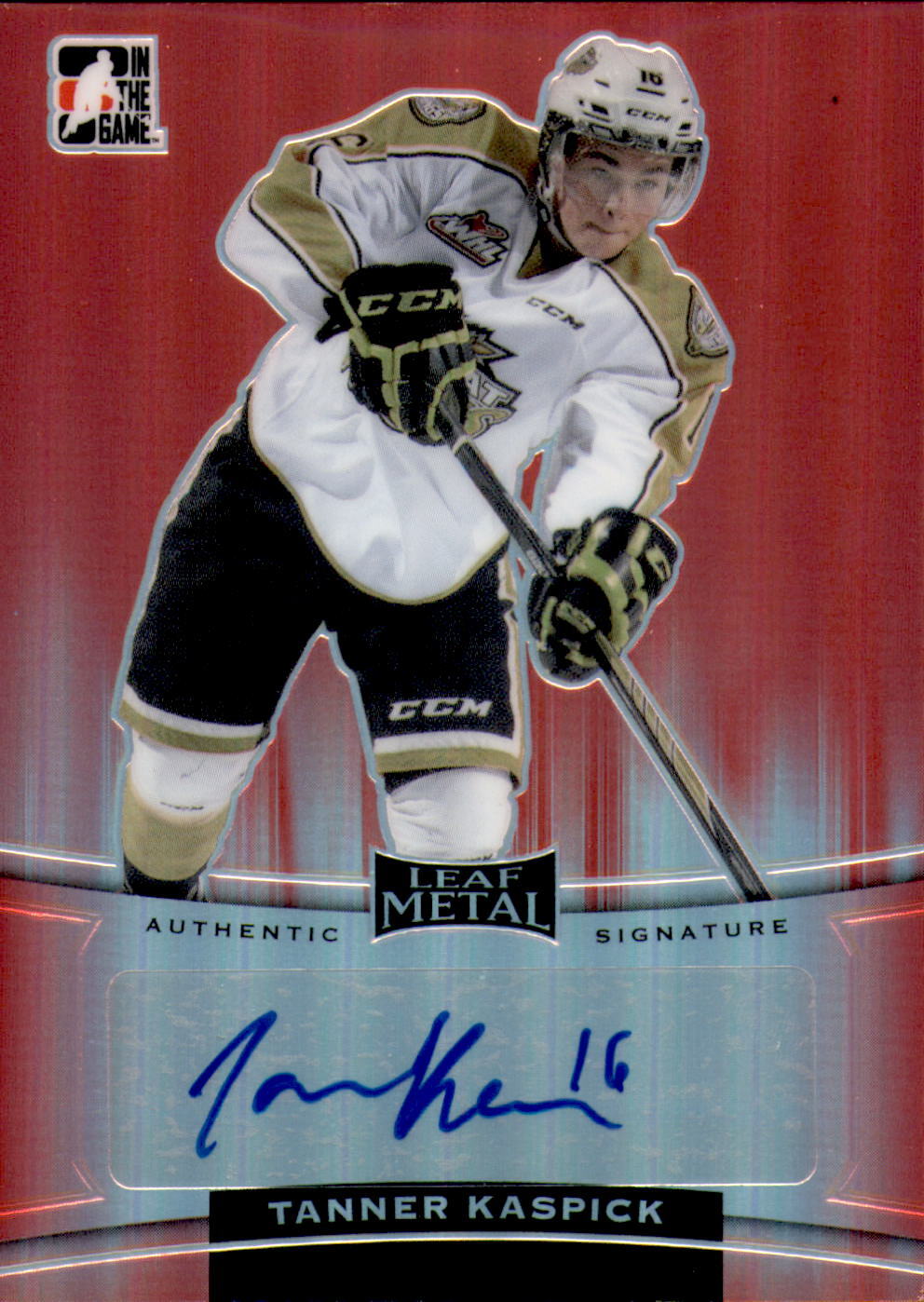 2014-15 ITG Leaf Metal Prismatic Red #BATK1 Tanner Kaspick Autograph ...