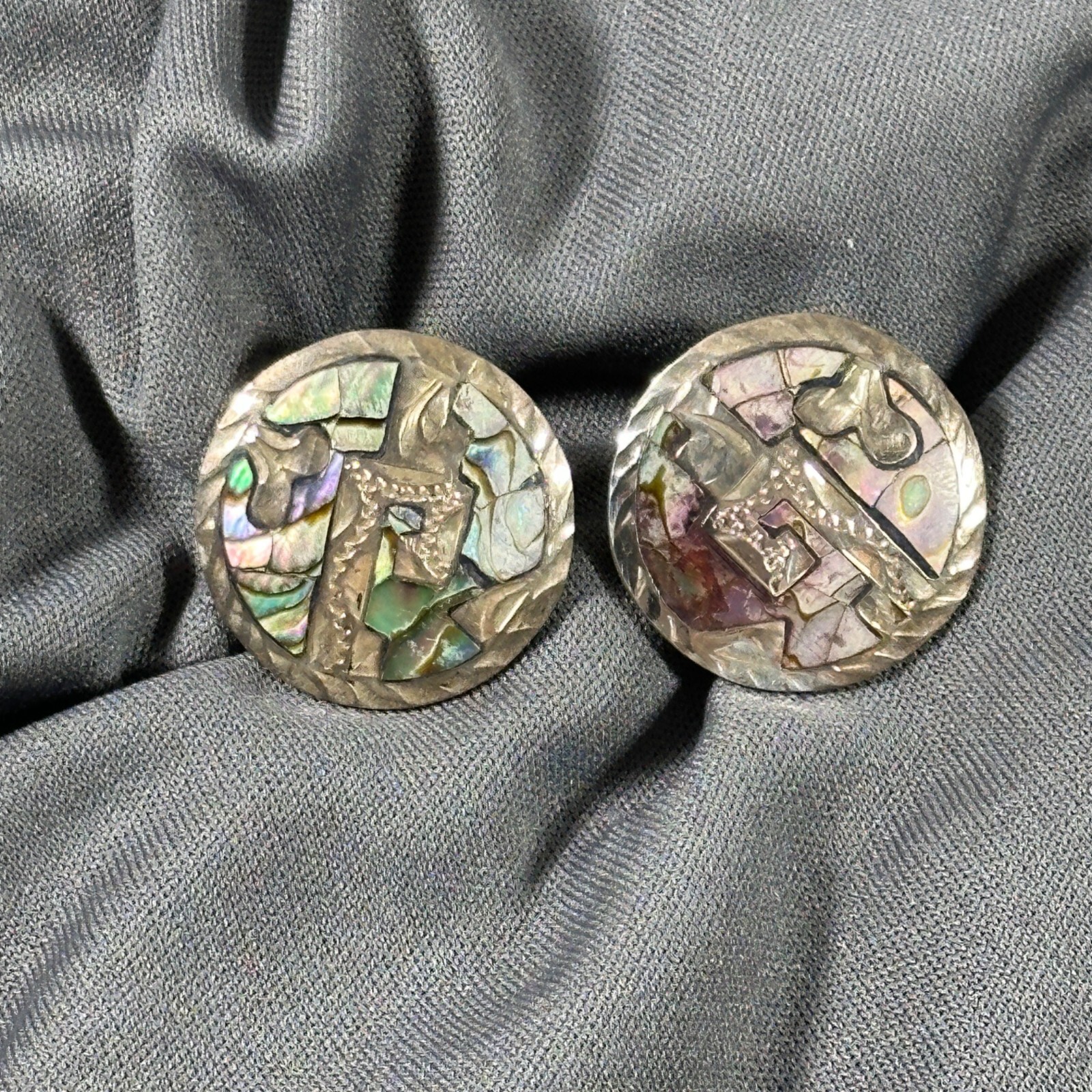 Vintage Taxco Mexico Sterling Silver Alpaca Abalone E… - Gem