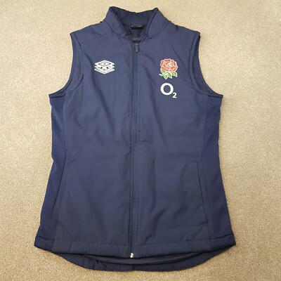 Umbro England Mens Gilet Medium Blue Rugby Quilted Padded Jacket Pro ...