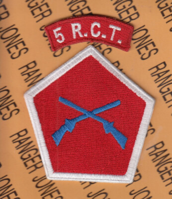 US Army 5th Regimental Combat Team RCT Infantry ~3.5" patch tab set c/e ...