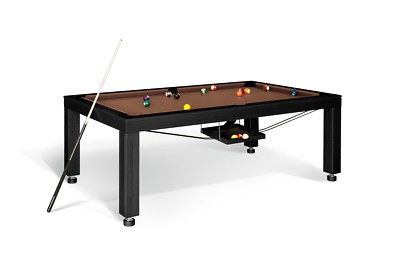 7' BLACK LUXURY CONVERTIBLE DINING POOL TABLE Billiard Dining Desk ...