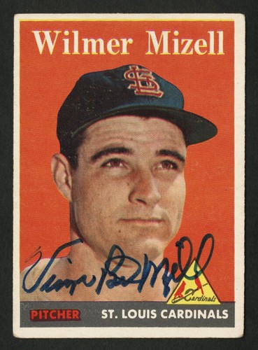 1958 TOPPS 385 WILMER VINEGAR BEND MIZELL AUTOGRAPHED SIGNED ST LOUIS ...