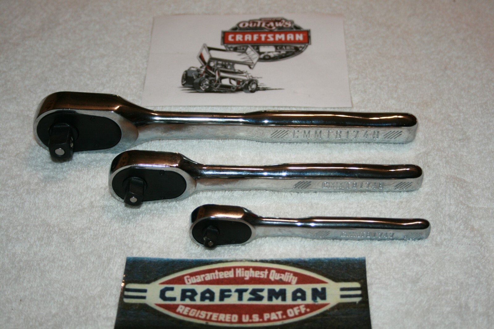 New 3 PC RATCHET SET CRAFTSMAN 72 -Tooth CHROME Full Polish Sealed head ...