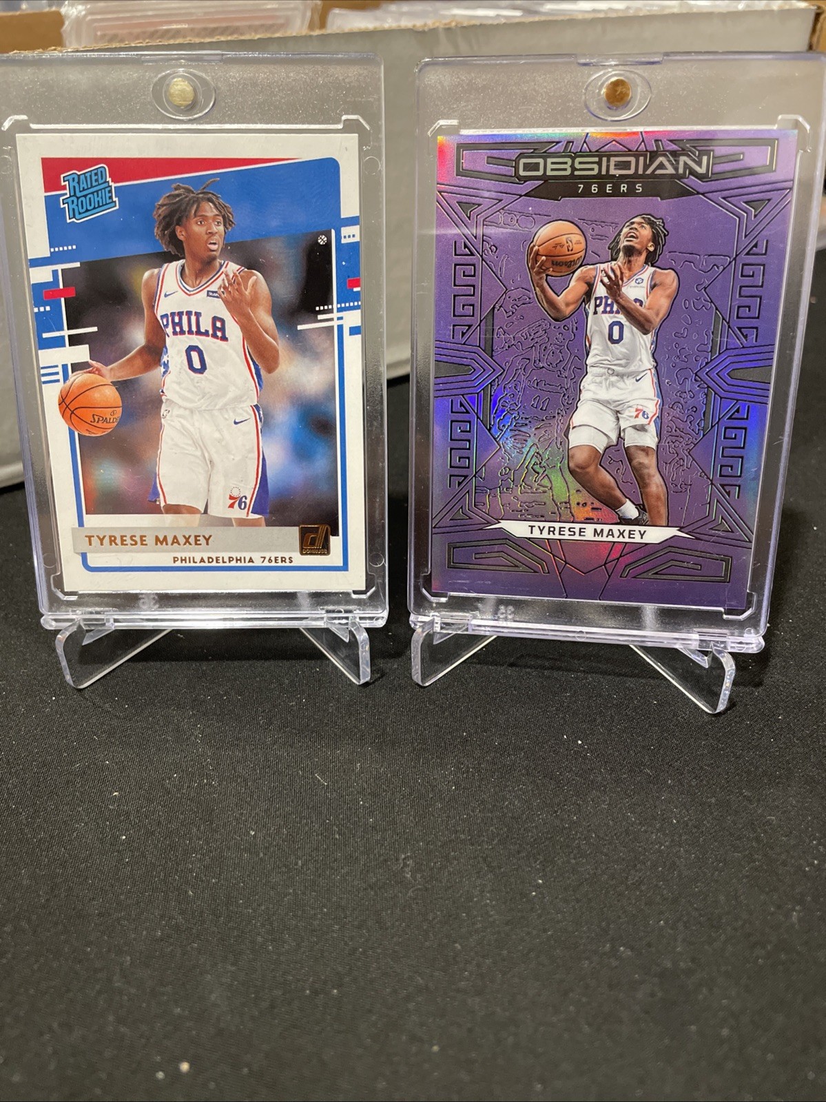 Tyrese Maxey 2022 Obsidian #38 Electric Etch Purple Flood /49 Price ...