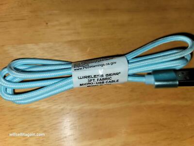 Wireless Gear 3FT Micro USB Fabric Cable - Blue | eBay