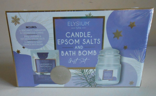 Elysium Spa Gift Set Candle, Epsom Salts & Bath Bomb | eBay UK