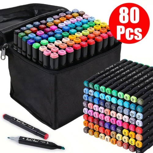 80 Colors Markers Graphic Drawing Painting Alcohol Art Dual Tip Sketch ...