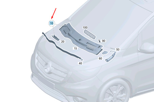 MB VITO W447 FRONT WIPER WATER DEFLECTOR LHD A44783018019051 ORIGINAL ...