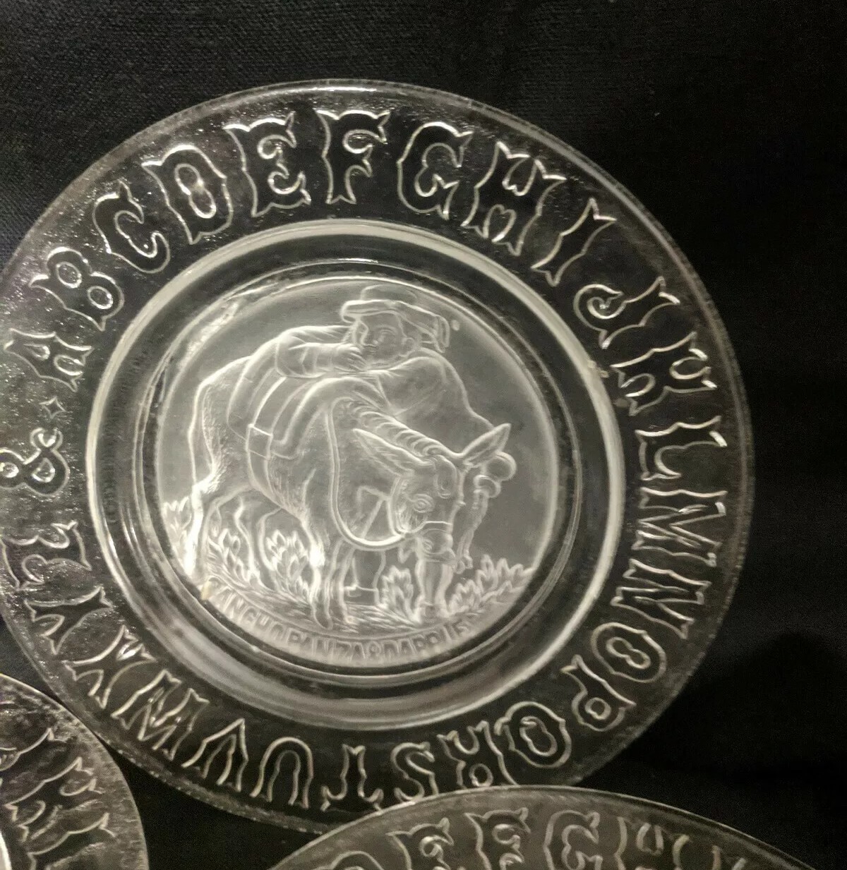 DON QUIXOTE 1885 SANCHO PANZA & DAPPLE CHILDRENS GLASS ABC PLATE ...