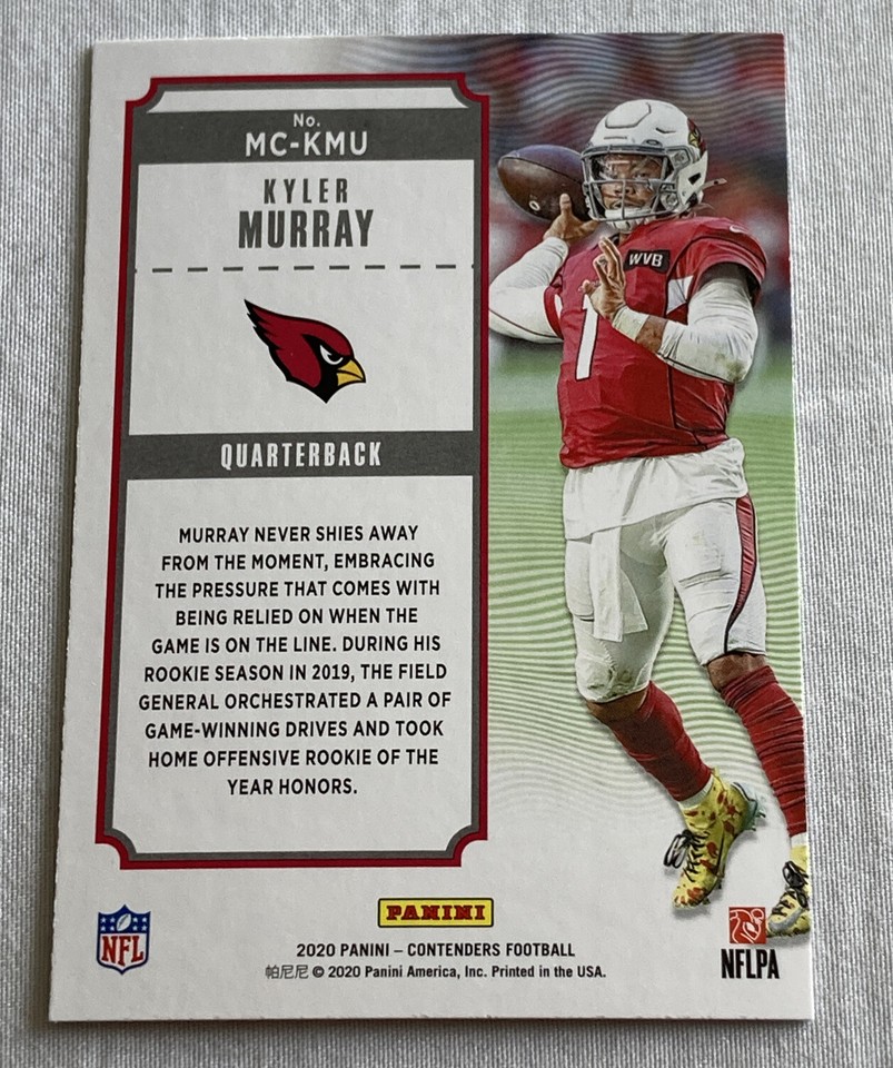 Kyler Murray 2020 Panini Contenders MVP Card Arizona Cardinals #MC-KMU ...