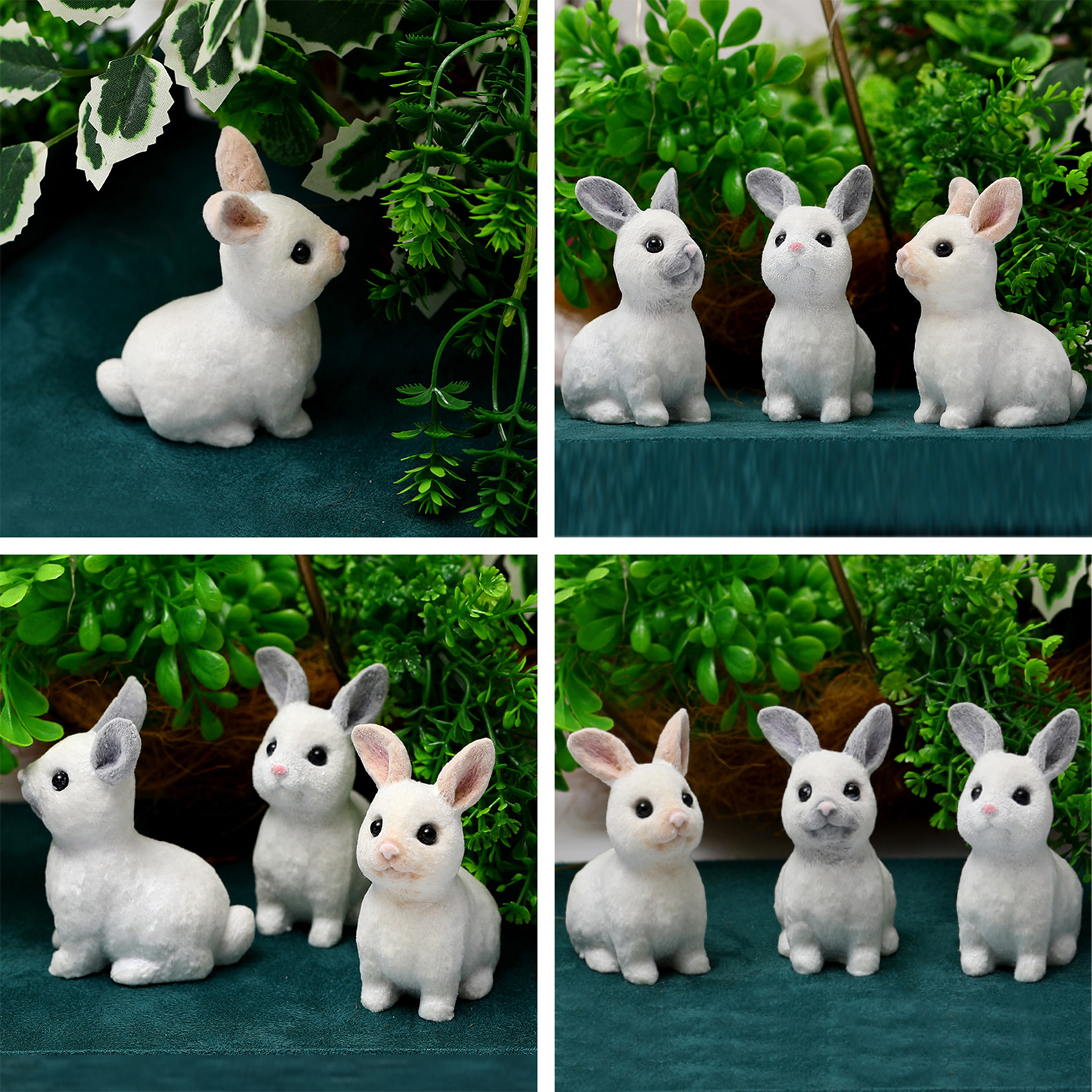 Rabbit Ornament Realistic Art Craft Bunny Figurine Ornament Easter ...