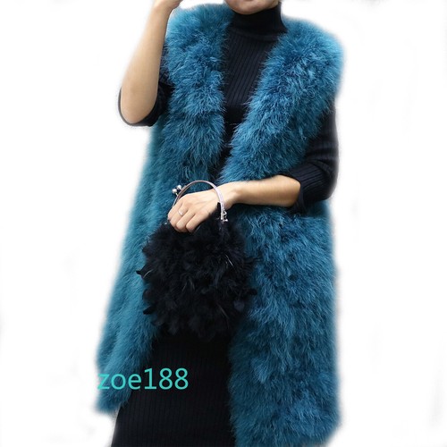 Ostrich Fur Vest Super Long Extended Women's Turkey Fur Vest Long Coat ...