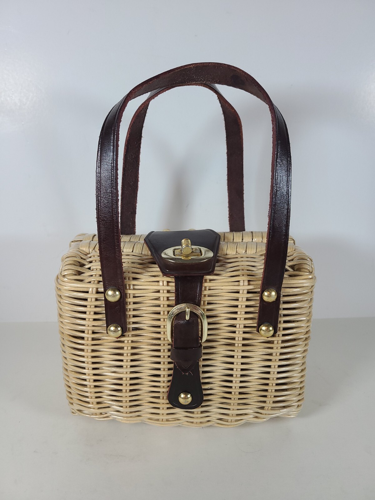 Vintage 1950's-60's Mr. Jonas Mini Wicker and Leather… - Gem