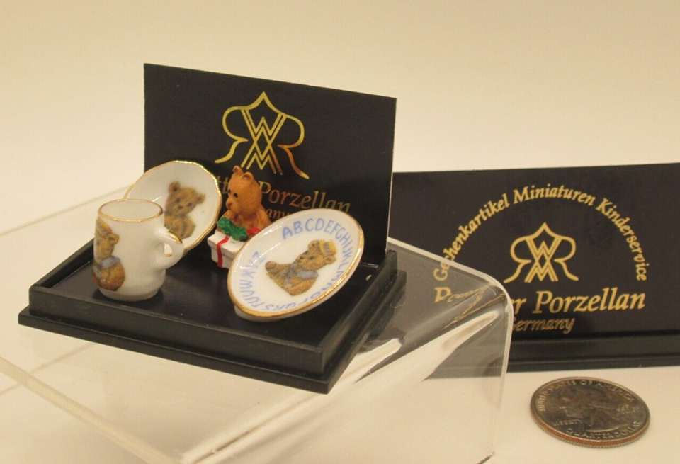 Reutter Dollhouse Miniature Teddy Bear ABC Breakfast Set | eBay