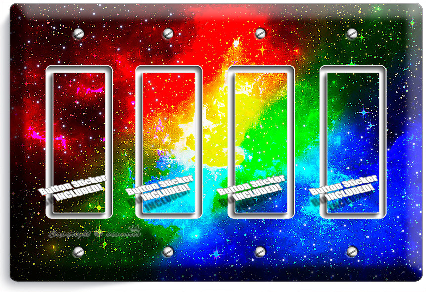 SPACE GALAXY STARS RAINBOW NEBULA CLOUD LIGHT SWITCH OUTLET PLATE ROOM ...