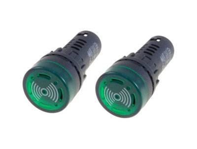 2 Pack AC/DC 12V Green LED Flash Indicator Light with Buzzer LB-12V-G ...