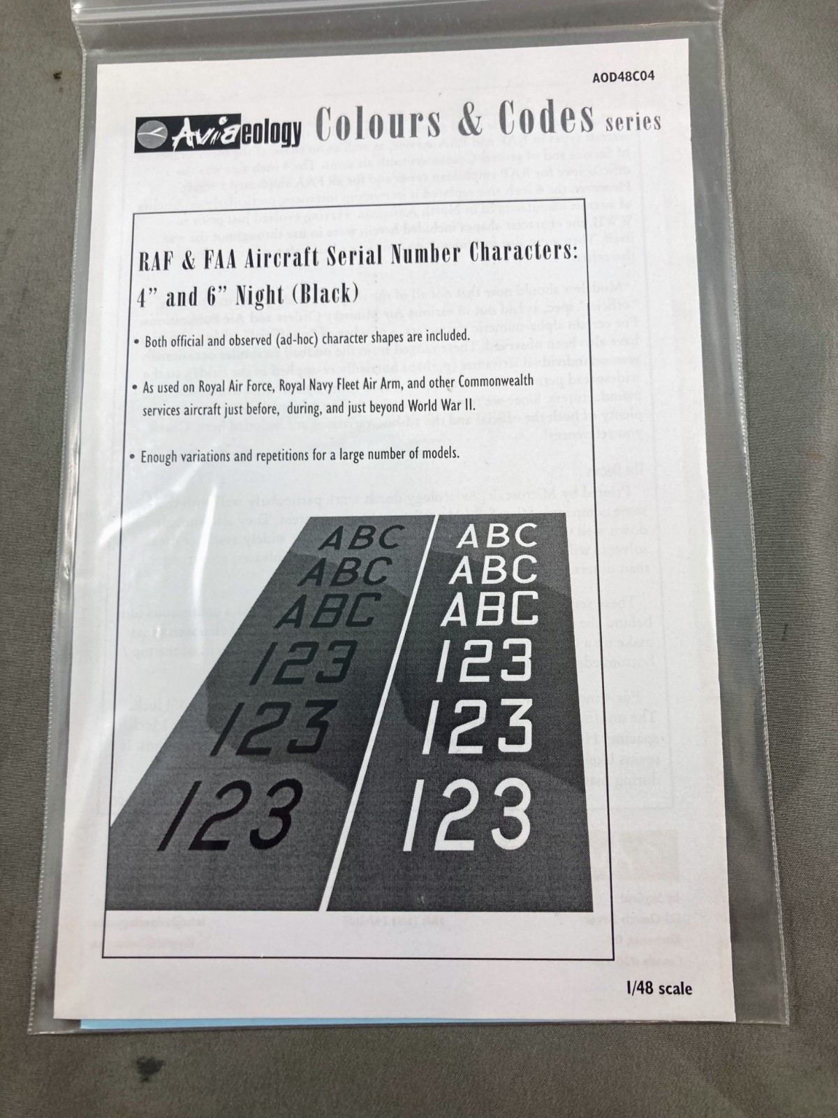 AVIAEOLOGY DECALS - 1/48- RAF & FAA AIRCRAFT SERIAL NUMBER CHARACTERS ...