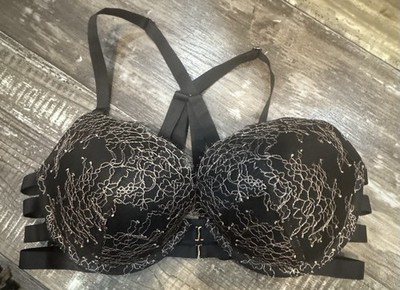 Victoria’s Secret Very Sexy Push-Up Bra 34D Black Lace Cage Back ...
