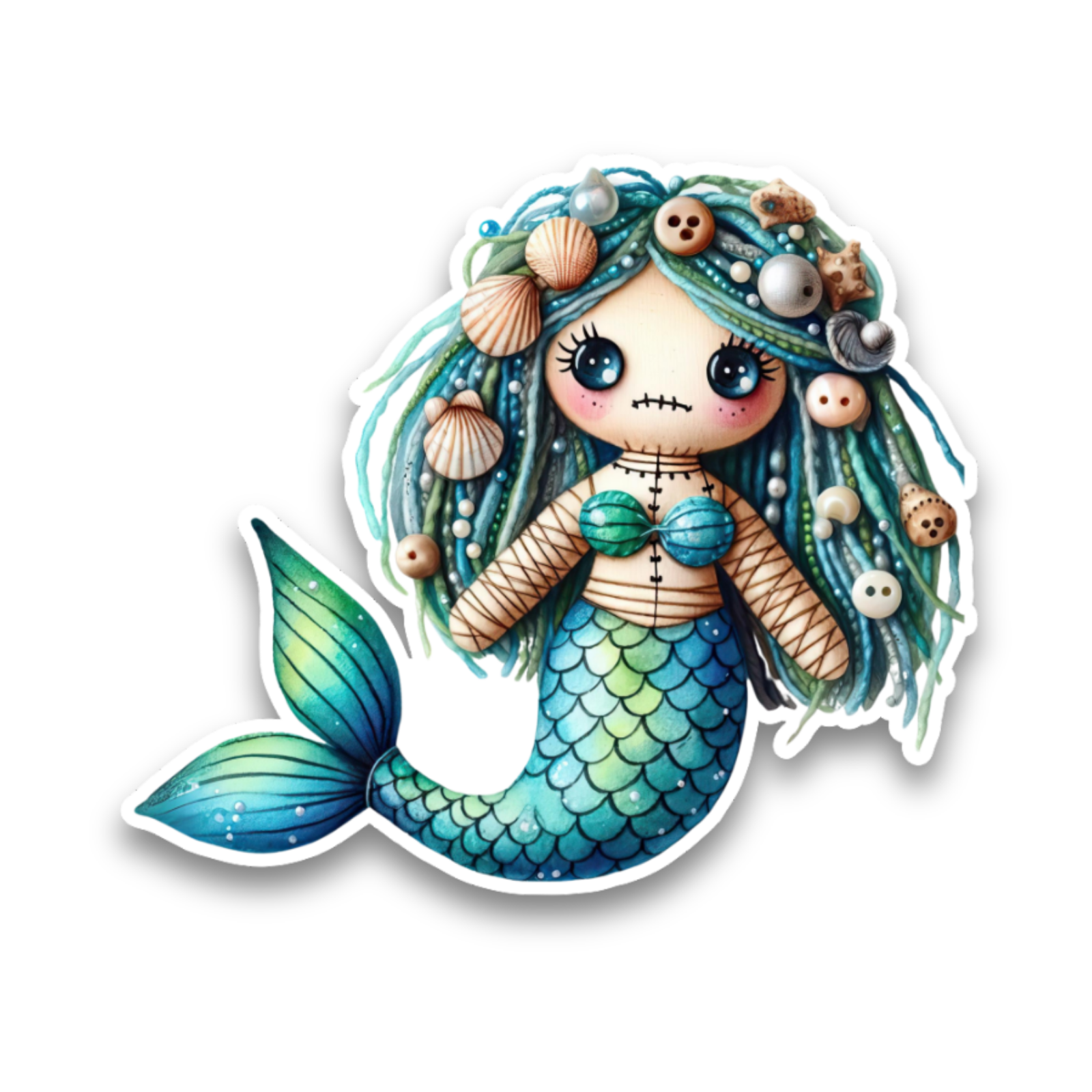 Mermaid Magic Voodoo Doll Halloween Vinyl Sticker Decal Car Scrapbook ...