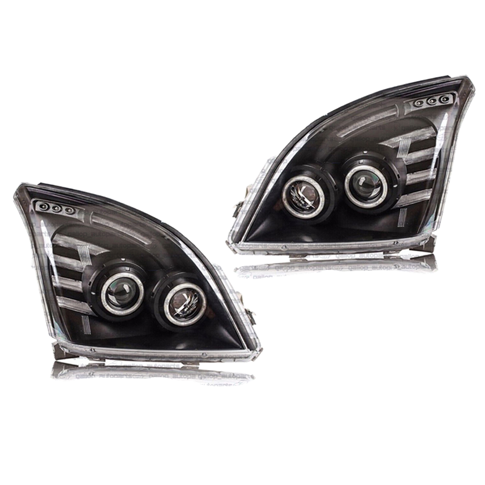 Headlights Pair Angel Eye Black For Toyota Landcruiser Prado 120 Series ...