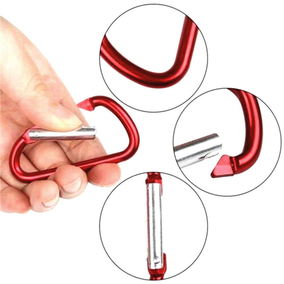 10/200 PCS Aluminum Carabiner D Shape Spring Clip Snap Key Hook ...