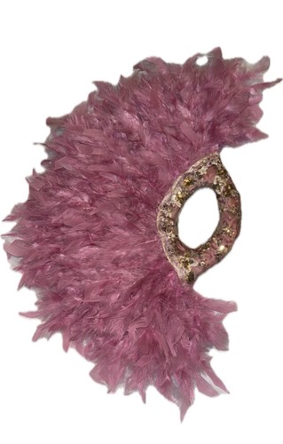 African Pink Feather Hand Fan, Bridal Hand Fan For Woman, Handmade ...