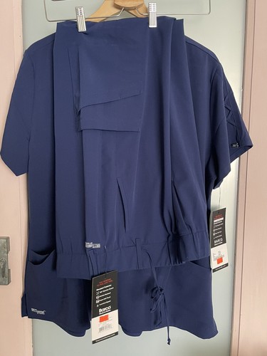 Women Ultrasoft Stretch Drop Neck 4 Pocket Scrub Set Medical Nursing ...