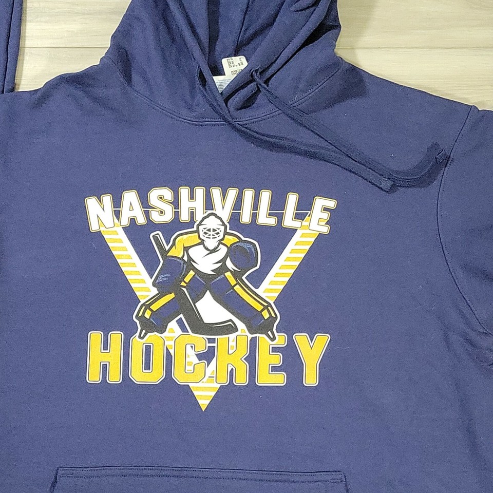 Nashville Predators Sweater Men's Large Navy Blue Gold Pullover Hoodie ...