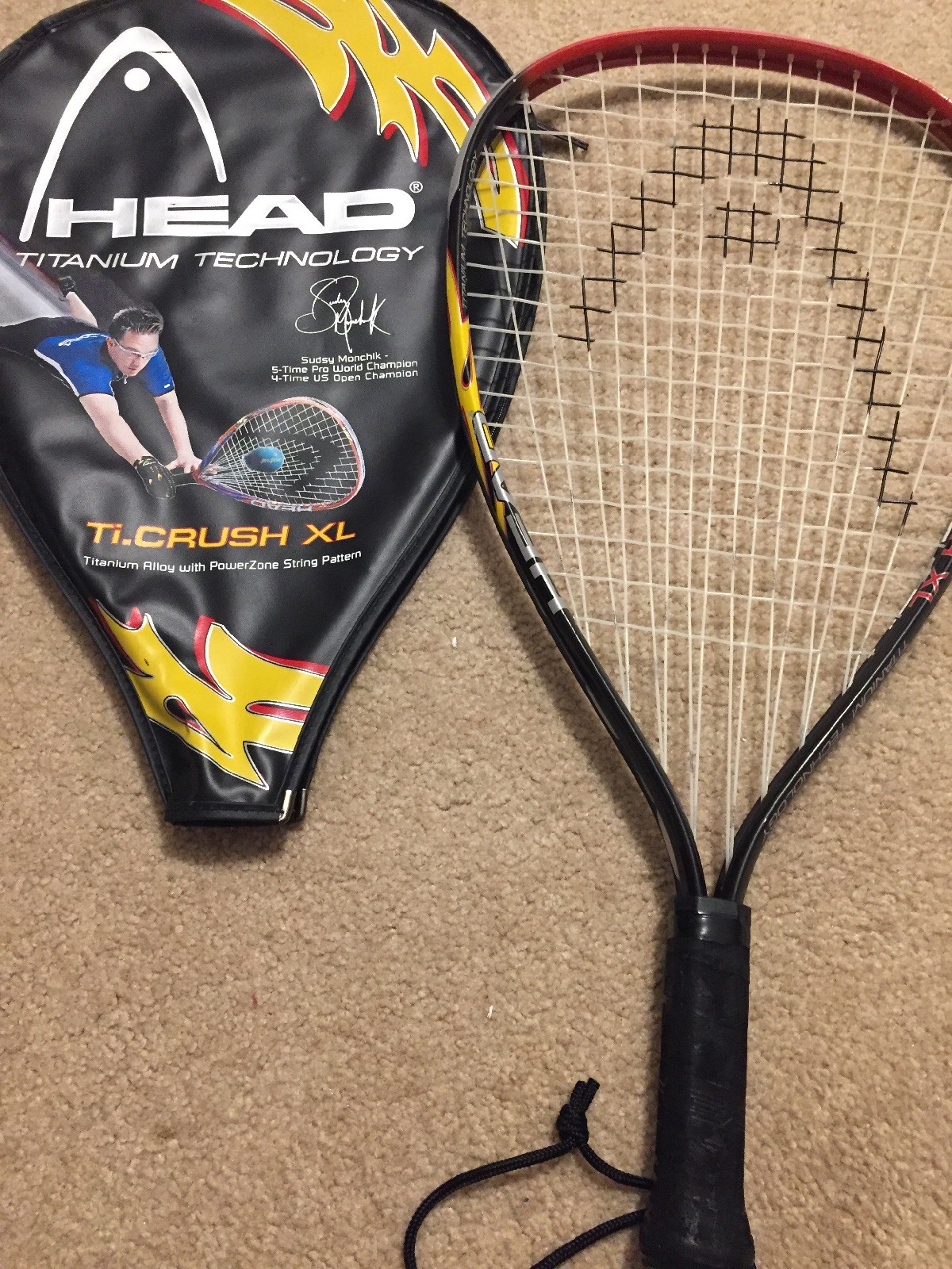 Head Racquetball Racquet Ti.Crush XL Sudsy Munchik, Titanium Technology ...