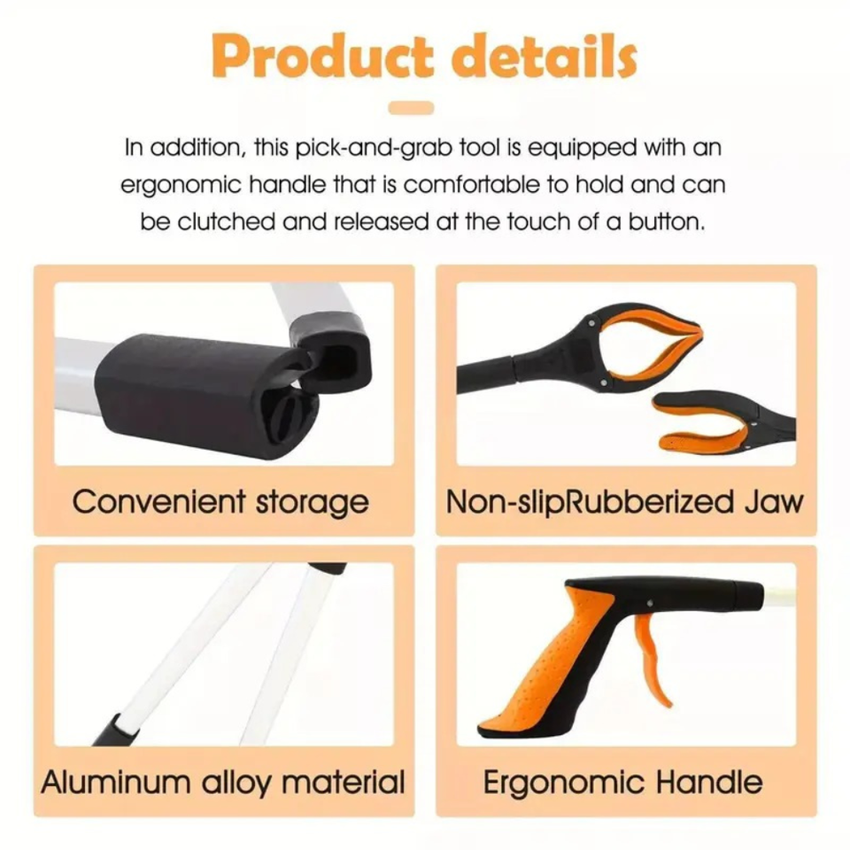 Foldable Reacher Grabber Tool 32" Rotating Claw & Magnet Trash Picker ...