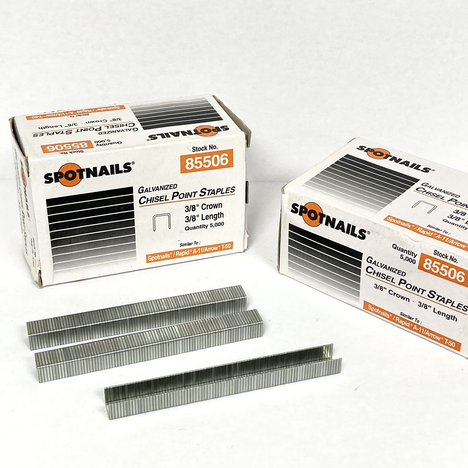 2-Box (10,000) Spotnails 85506 3/8" Staples Fits Arrow T50 Rapid A-11 3/8" Crown 76543855063| eBay