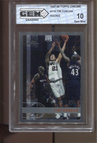 1997-98 Tim Duncan Topps Chrome #115 Gem Mint 10 RC Rookie Spurs HOF | eBay