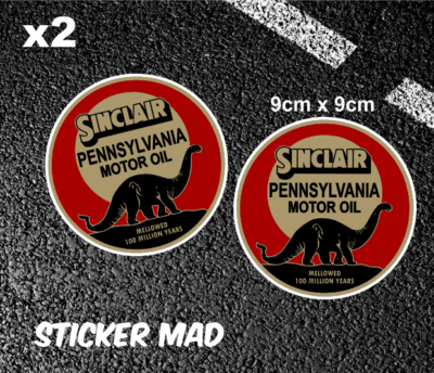 SINCLAIR PENNSYLVANIA MOTOR OIL STICKERS ( HIGH QUALITY ) F1 LEMANS 9cm ...