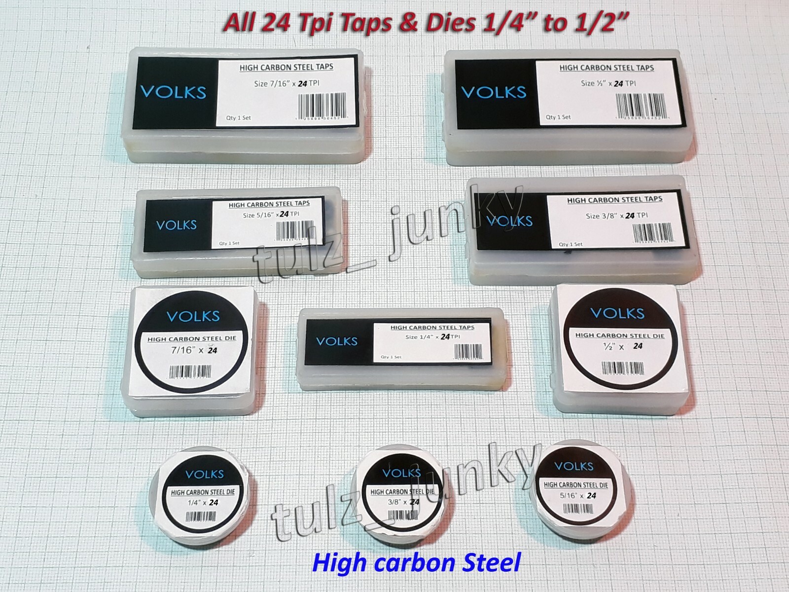 TAP DIE SET BSB BSCY CYCLE 26 TPI THREAD - 1/4"TO 1/2" - 5 SIZES TAP ...