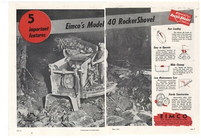 1945 EIMCO Co. 2 Separate Pg. Ad: Model 40 Rocker Shovel - Salt Lake ...