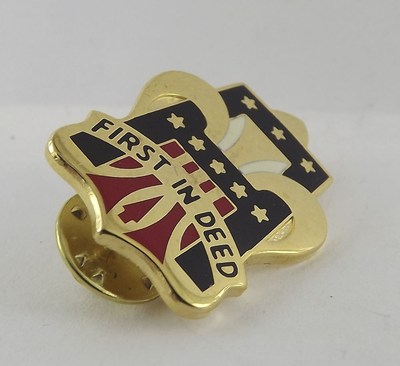 Vintage Gold Tone Enameled Military Lapel Pin First In Deed | eBay