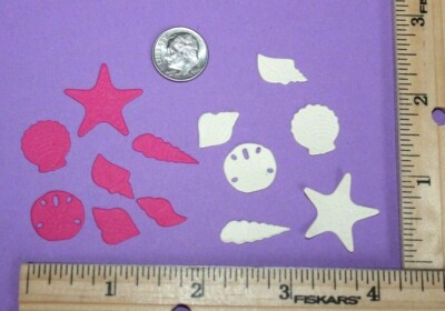 30 MINI SEASHELLS cardstock paper die cut embellishments scrapbook ...