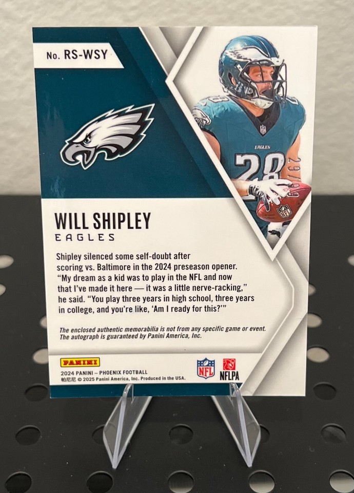 2024 Panini Phoenix Will Shipley - RPA Red /99 - NASTY 4 Color Patch ...