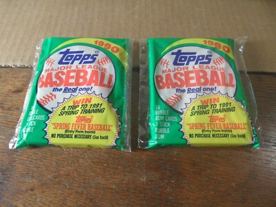 L-20 1990 Topps baseball card celo pack lot X2 packs 16 cards per pack ...